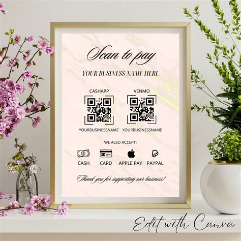 Editable Canva Template For QR Code Signs Digital Download Business Shop Signs Custom Payment