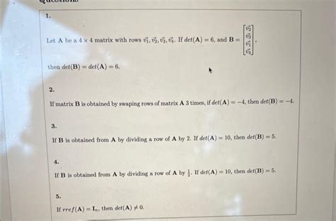 Solved 1 Let A Be A 4×4 Matrix With Rows V1v2v3v4 If