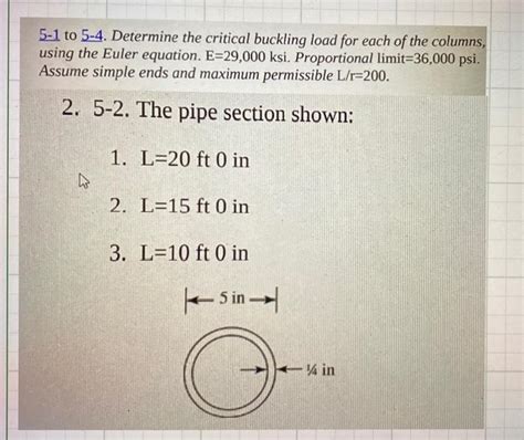 Solved 5 1 To 5 4 Determine The Critical Buckling Load For