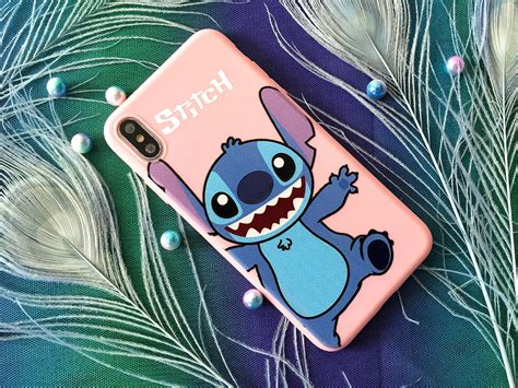 Stitch Pink Cartoon Cute Phone Case Iphone 12 Mini 7 8 6 Etsy