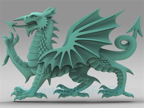 📁 3d Model Stl File For Cnc Router Laser And 3d Printer Welsh Dragon・ 3d