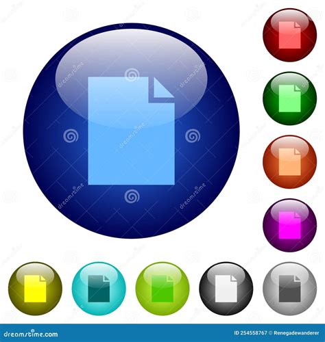 Empty Document Sheet Solid Color Glass Buttons Stock Vector