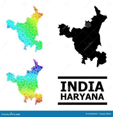 Rainbow Gradient Stars Mosaic Map Of Haryana State Collage Stock Vector