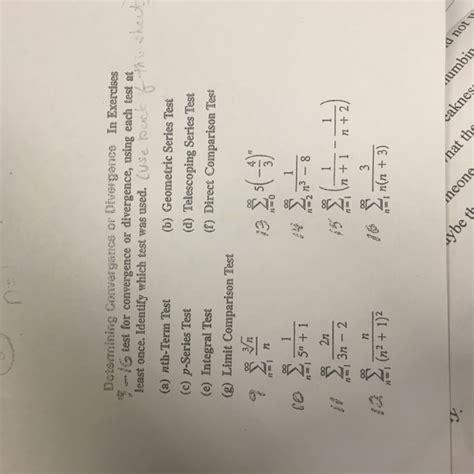 Solved Determining Convergences Or Divergence In Exercises Chegg