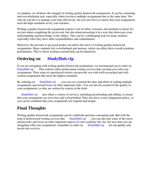 Quality Homework Assignments Pdf Homework Teachers