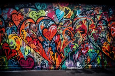 Premium AI Image A Wall Covered In Lots Of Colorful Graffiti