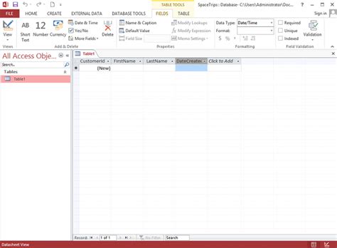 create a table in microsoft access 2013