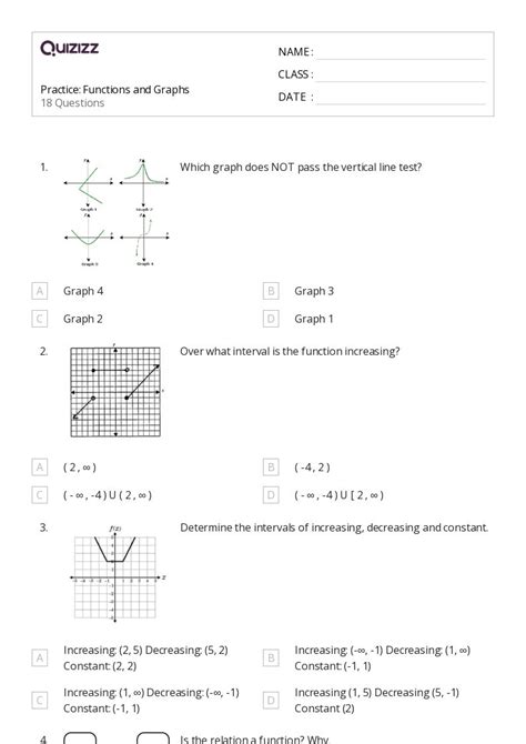 50 Graphs Functions Worksheets For 11th Year On Quizizz Free