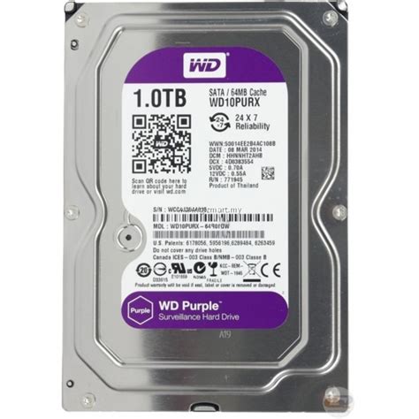 Wd 1tb Purple Surveillance Internal Hard Drive Wd10purx 54 Off