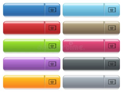 Mobile Shopping Icons On Color Glossy Rectangular Menu Button Stock Vector Illustration Of