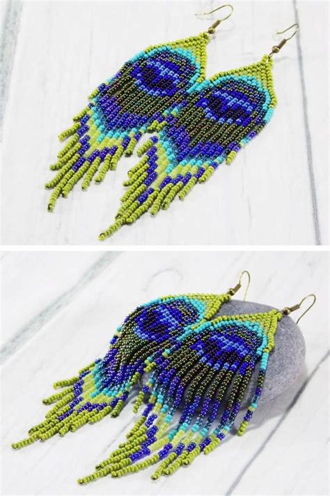 Peacock Earrings Peacock Feather Earrings Bird Earrings Long Etsy