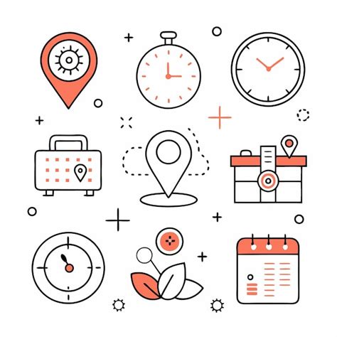 Time Management Scheduling And Location Icons Premium Ai Generated Vector