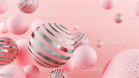 핑크와 골든 분야 비행 3d 그림입니다 3 차원 기하학적 도형으로 추상적인 배경입니다 현대 서식 파일 디자인입니다 분홍에 대한