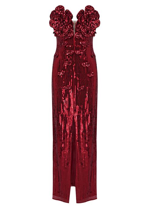 Strapless Floral Sequin Maxi Dress Luxe Sequin Dresses And Luxe Party