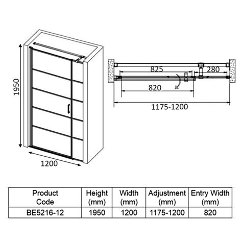 Verona Aquaglass Velar Hinged Shower Door 1200mm Be5216 12