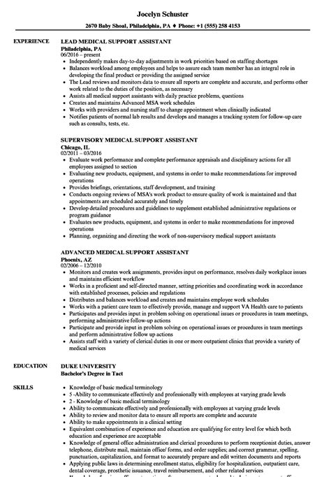 Medical Support Assistant Resume Samples Velvet Jobs