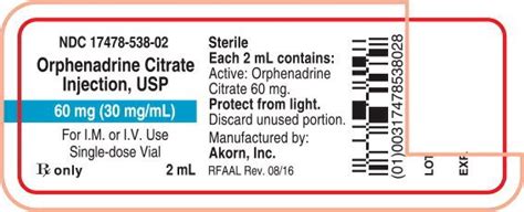 Orphenadrine Injection Package Insert