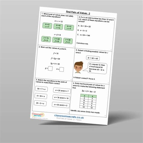 Year 6 Find Pairs Of Values 2 Mixed Activity Resource Classroom Secrets
