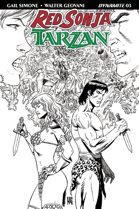 Red Sonja Tarzan 3 10 Copy Geovani Bandw Cover Fresh Comics