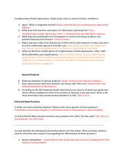 CHA Study Guide Docx Complimentary Health Approaches Study Guide