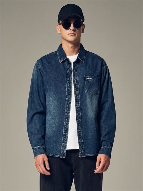 Men Button Front Denim Shirt Womens Denim Shirt Denim Shirt Outfit