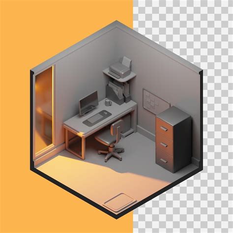 Escritório Isométrico 3d Psd Premium