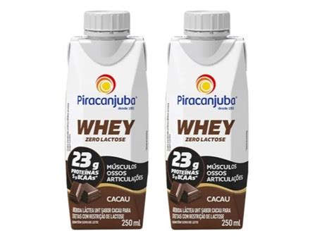 Bebida Láctea Whey Zero Lactose Piracanjuba Sabor Cacau 250 Ml Kit 02