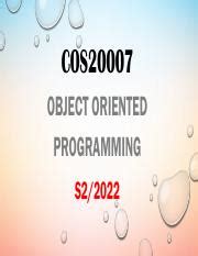 OOP Topic 01 LectureA Unit Overview Pdf COS20007 OBJECT