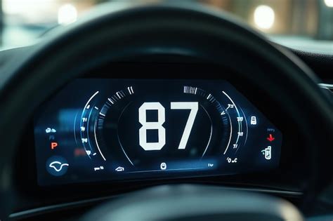 Closeup Of The Digital Speedometer With White Numbers And Black Shadows Around It Premium Ai