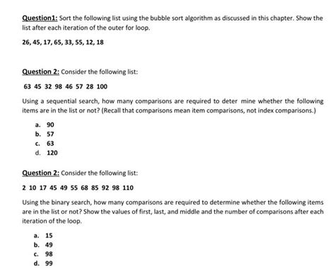 Solved Question1 Sort The Following List Using The Bubble Chegg