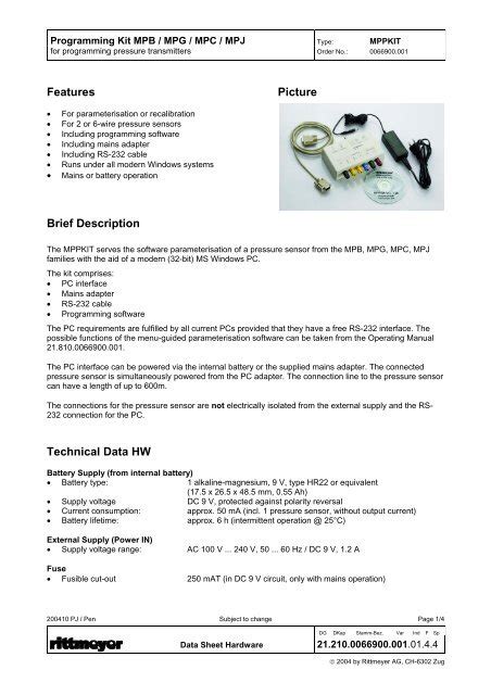 Mppki Data Sheet Rittmeyer