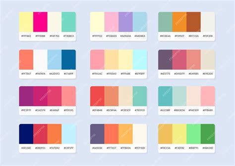 Rgb Hex의 Pantone 컬러 팔레트 카탈로그 샘플 프리미엄 벡터