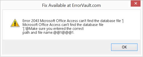 How To Fix Error 2043 Microsoft Office Access Cant Find The Database
