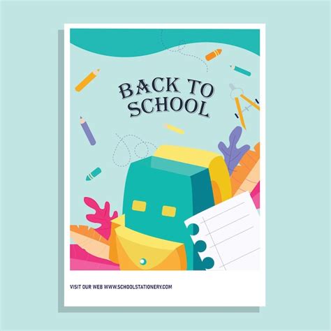 学校に戻るポスター落書きスタイルの学用品とカラフルな手描きのイラスト Educ プレミアムベクター