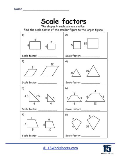Scale Factors Worksheets Measurement 15