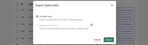 Export All Option Sets Easifyapps