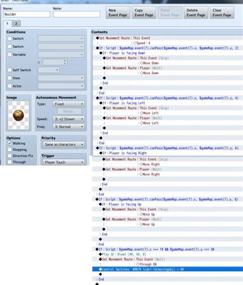Issue With Boulder Pushing Event RPG Maker Forums