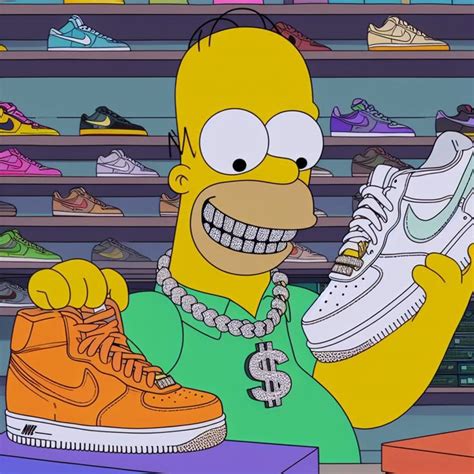 Homer Simpson Sneakers Iced Out Swag Cartoon Graffiti Characters