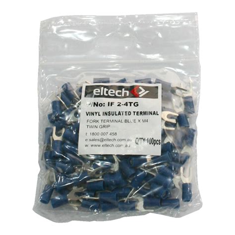 Pre Insulated Fork Terminal Twin Blue M4 Eltech Pre Insulated Fork Terminal Twin Blue M4 Eltech