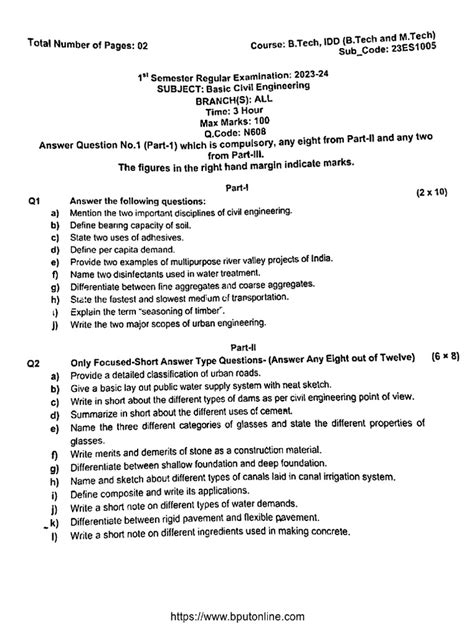 Btech Mtech 1 Sem Basic Civil Engineering 23es1005 2024 Pdf