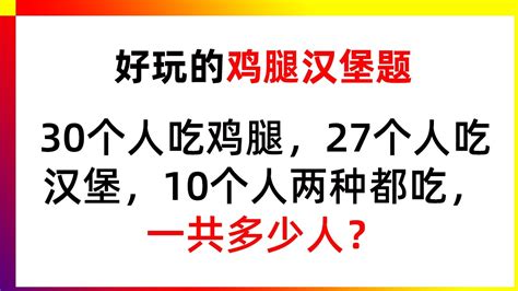 吃鸡腿吃汉堡，到底有几人？无所不在的数学 家长数学辅导 数学思维训练 数学应用题 小学奥数 学习方法 解题技巧