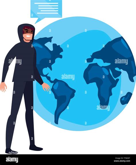 Hacker Man World Cybersecurity Data Protection Vector Illustration Stock Vector Image And Art Alamy