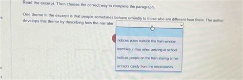 Read The Excerpt Then Choose The Correct Way To Complete The Paragraph