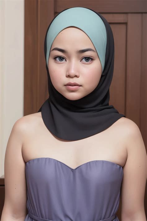 A Woman Wearing A Blue Dress And A Black Head Scarf Seaart Ai
