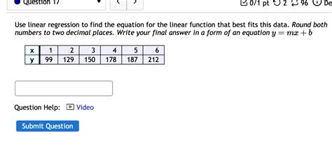 Solved Use Linear Regression To Find The Equation For The Chegg