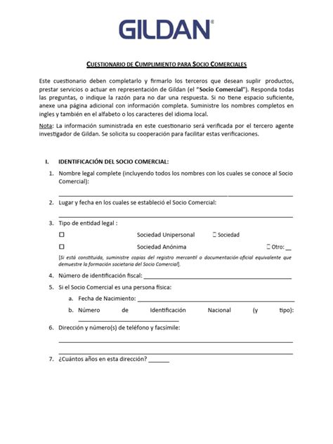 Compliance Questionnaire For Business Partners Esapnol Pdf Bancos