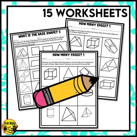 3d Objects Attributes Math Worksheets Paper Vocabulary Worksheets