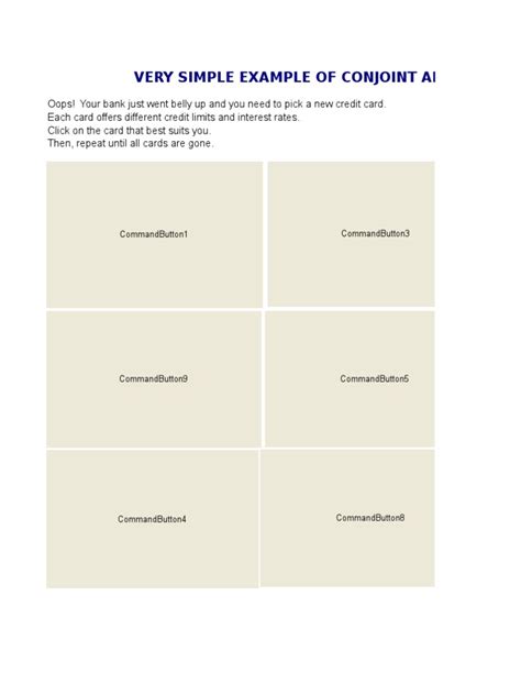 Very Simple Example Of Conjoint Analysis Commandbutton1 Commandbutton3 Pdf