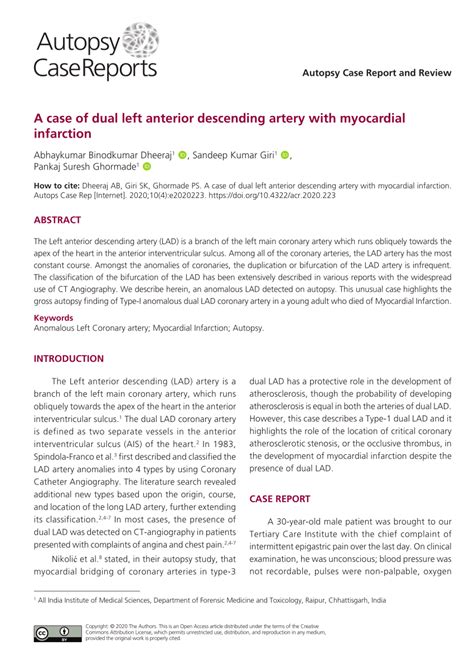 Pdf A Case Of Dual Left Anterior Descending Artery With Myocardial
