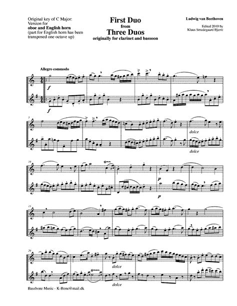 3 Duets For Clarinet And Bassoon Woo 27 Beethoven Ludwig Van